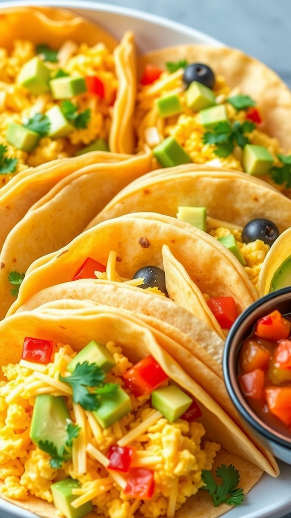 Delicious Breakfast Tacos with Eggs and Avocado